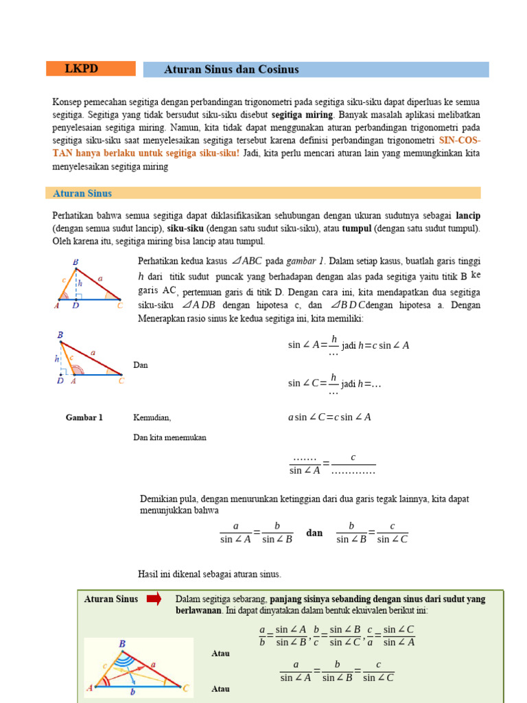 Trigonometry 085 - Section t5 The Law of Sines and Cosines and Its ...