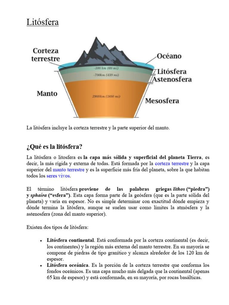 La Litósfera: Estructura y Funciones | PDF | Placas tectónicas | Tierra
