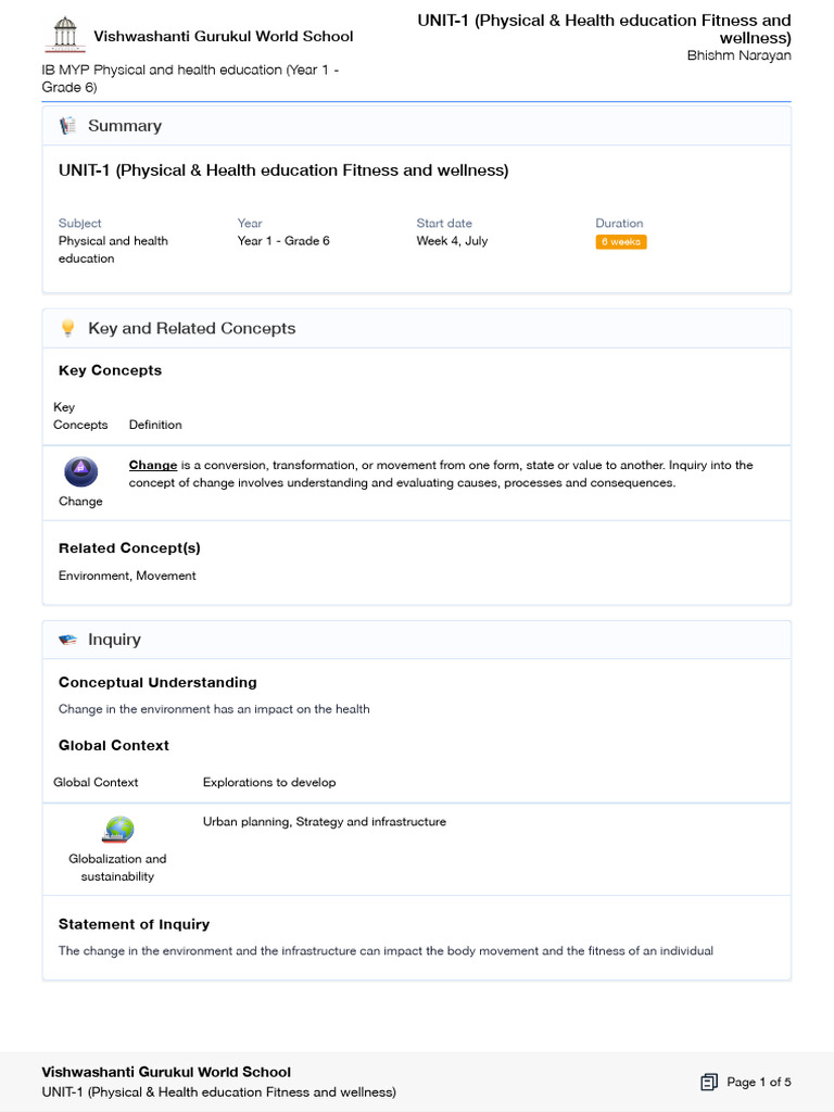 Unit 1 Physical Health Education Fitness And Wellness Pdf