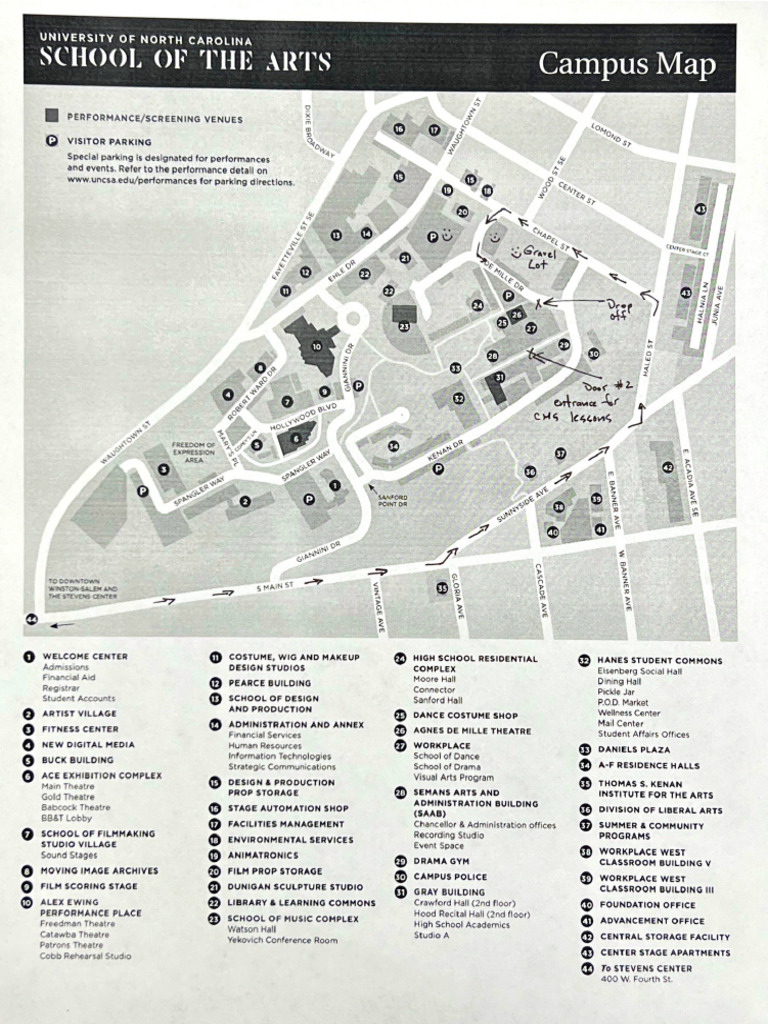 UNCSA CMS Campus Parking and Dropoff Map | PDF