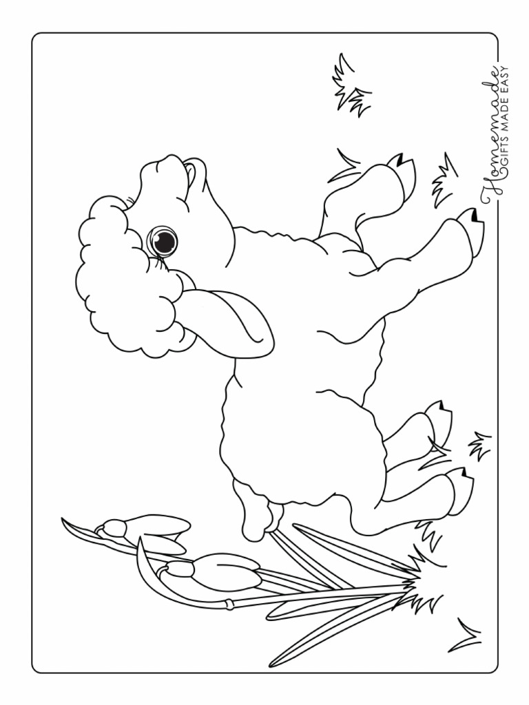 Spring Coloring Pages Cute Lamb | PDF