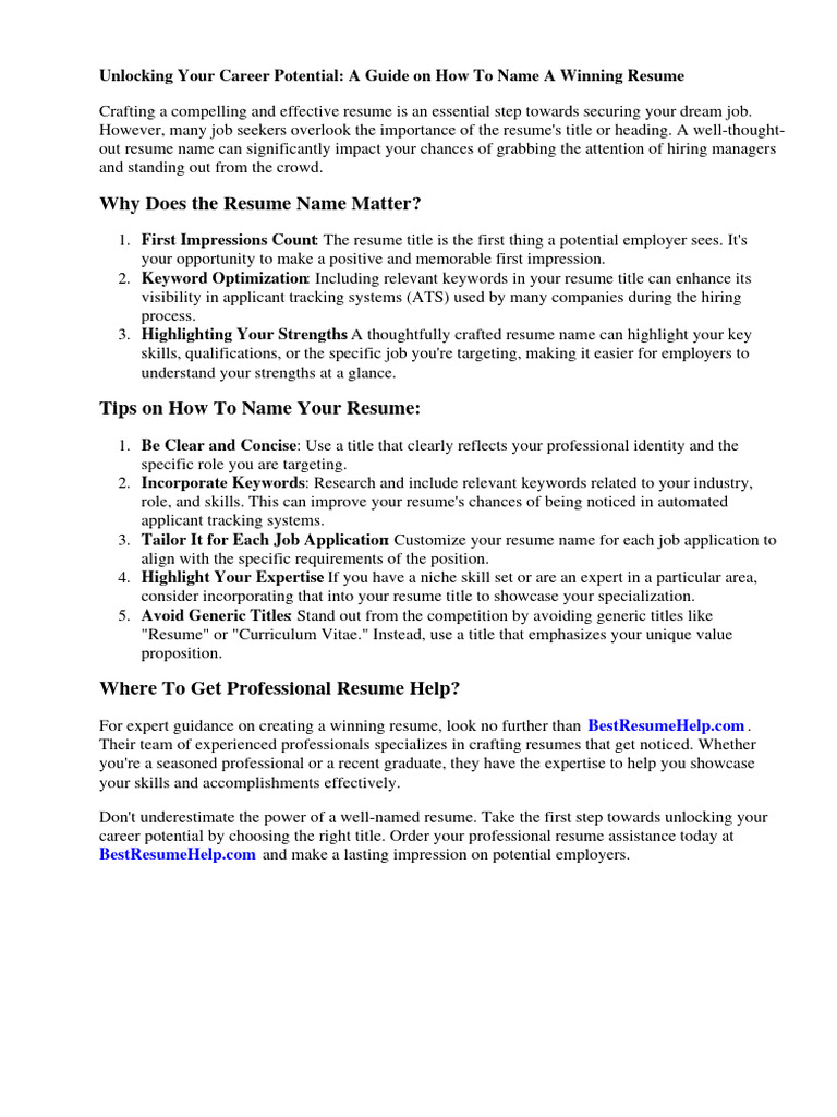 How To Name A Cover Letter | PDF | Résumé