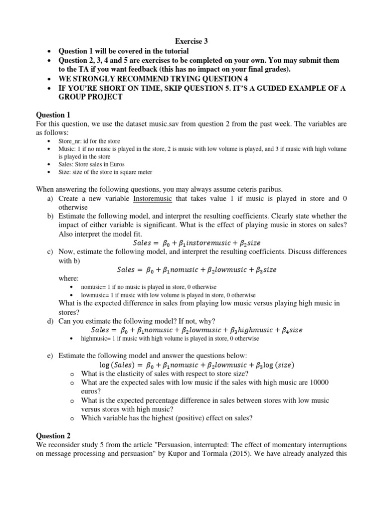 Exercise 3 | PDF | Errors And Residuals | Linear Regression
