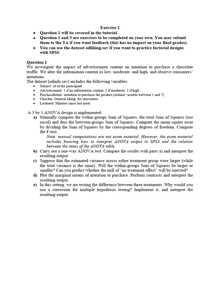 Exercise 2 (1) | PDF | Analysis Of Variance | Scientific Method