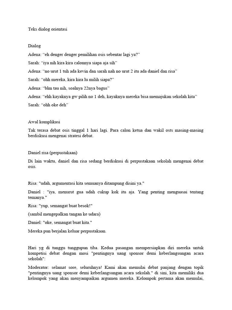 Teks Dialog Orientasi | PDF
