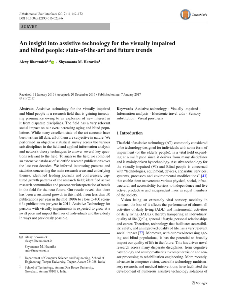 Future Trends in Assistive Tech for the Visually Impaired | PDF | Human ...
