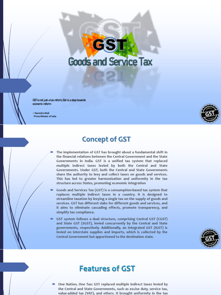 GST Unit 1 | PDF | Taxes | Value Added Tax