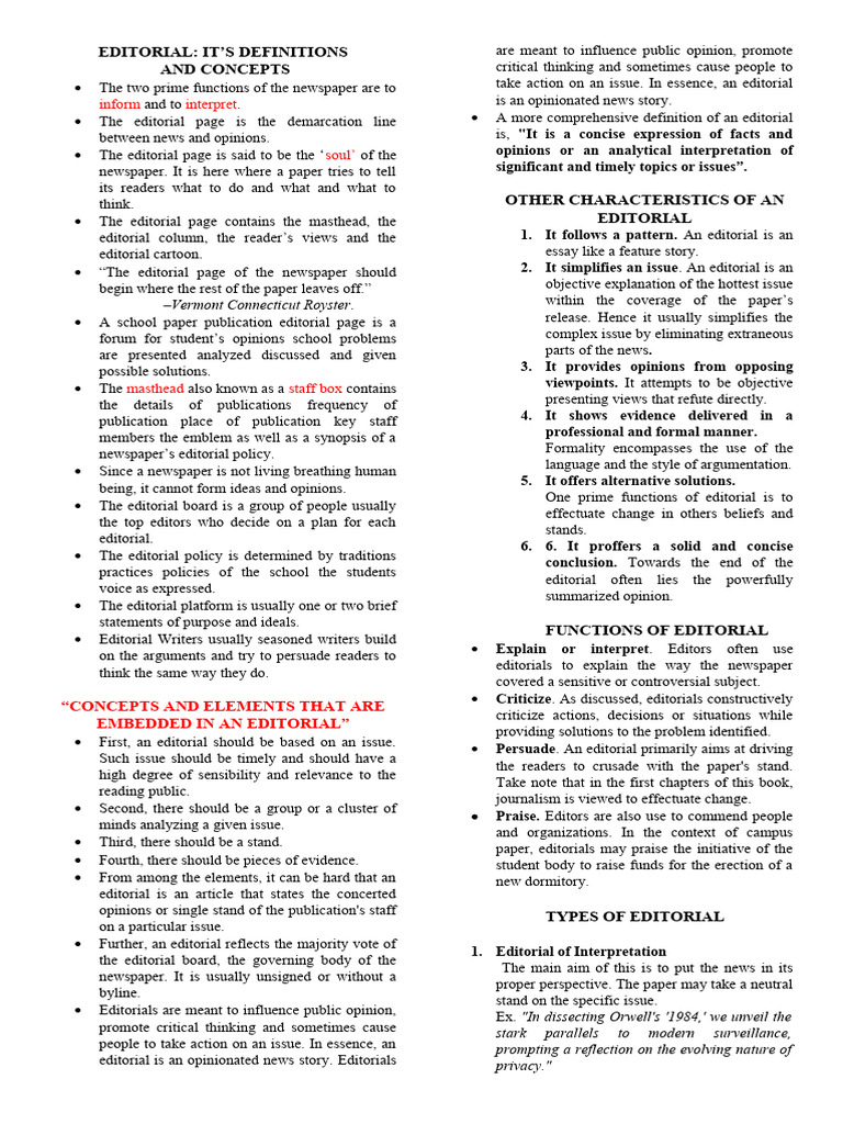 EDITORIAL-WRITING-HANDOUTS | PDF | News | Newspapers