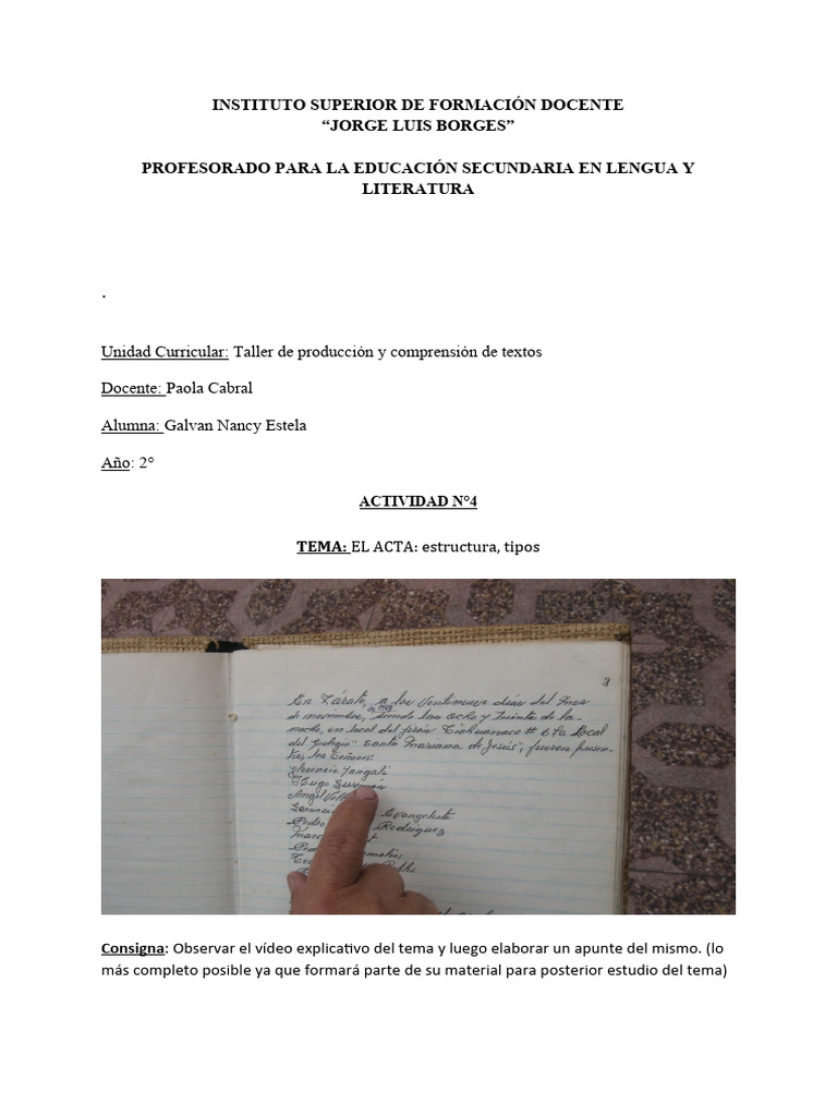 El Acta - Estructura y Tipos | PDF