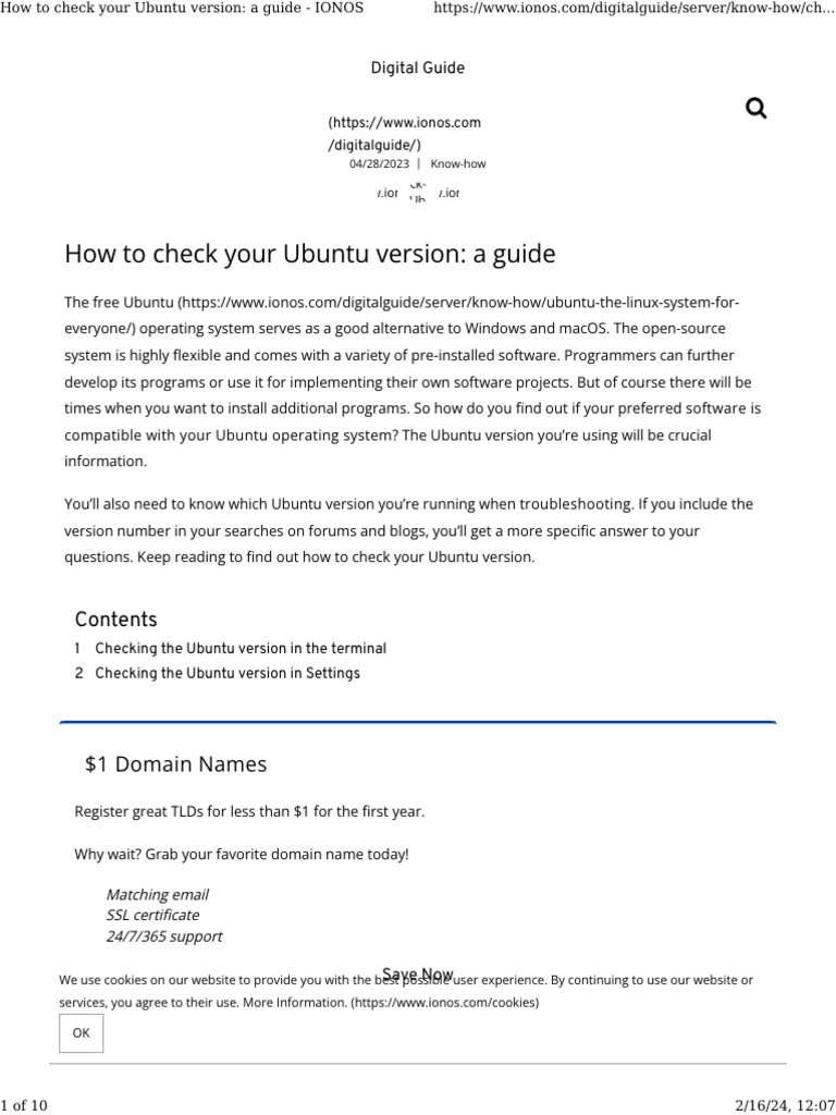 How To Check Your Ubuntu Version A Guide - IONOS | Download Free PDF | Linux Distribution | Http ...