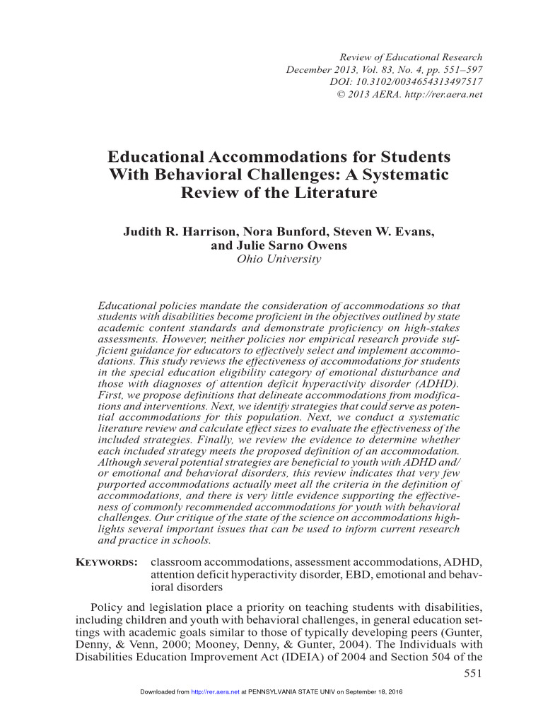Accommodations for Students with ADHD and EBD | PDF | Attention Deficit ...