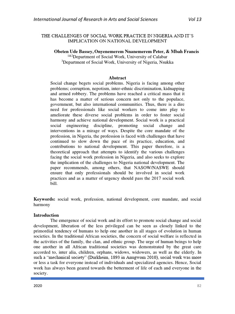 The Challenges of Social Work Practice in Nigeria | PDF | Social Work ...