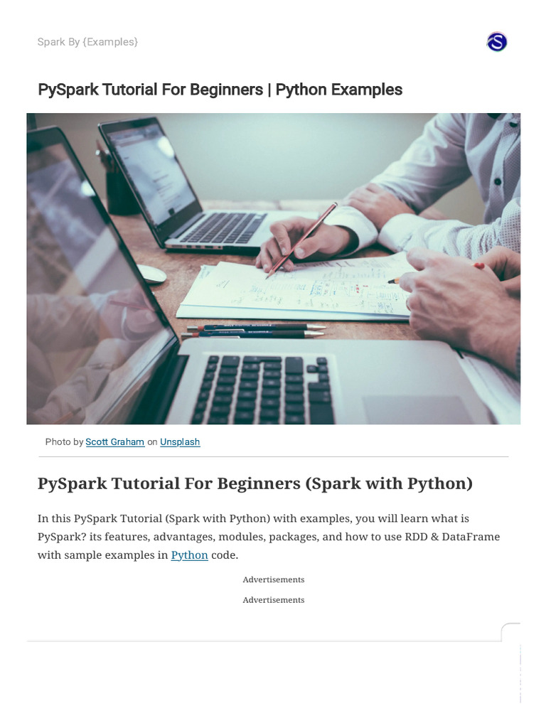 Pyspark Tutorial For Beginners Python Examples Spark By Examples Pdf Apache Spark