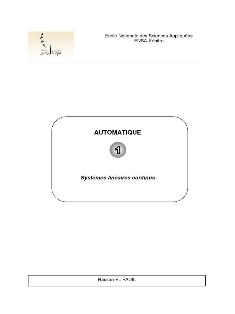 ELEMENT 1 - Cours Systèmes Continus - EL FADIL | PDF | Capteur ...