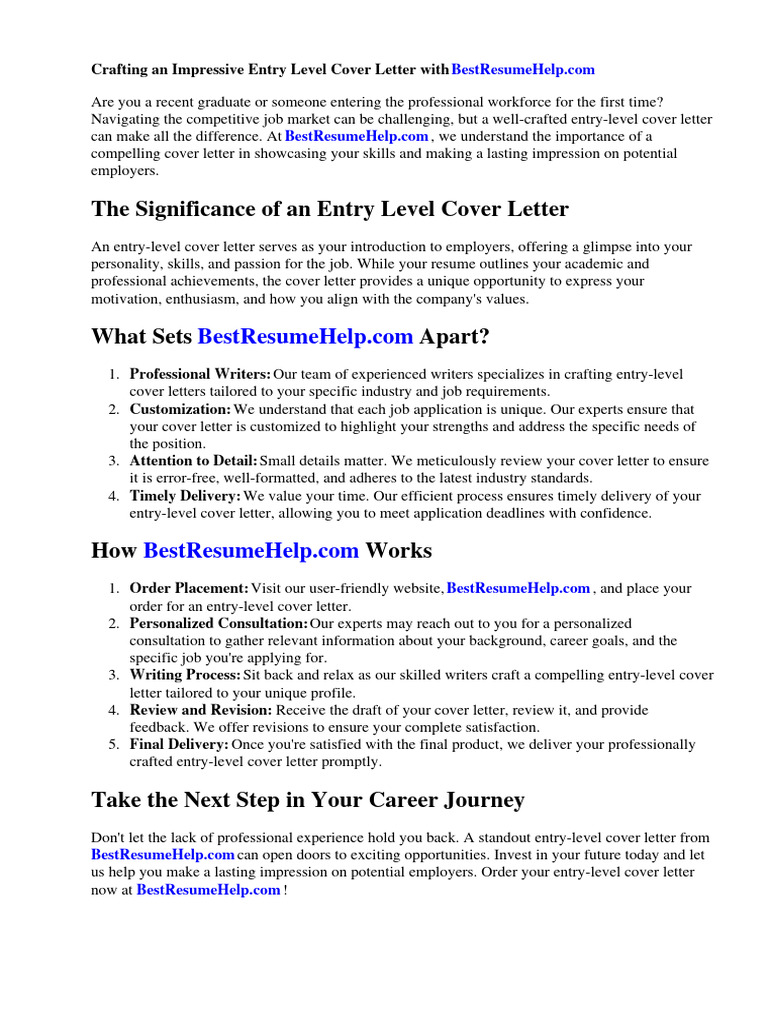 Entry-Level Cover Letter Guide | PDF | Résumé | Experience