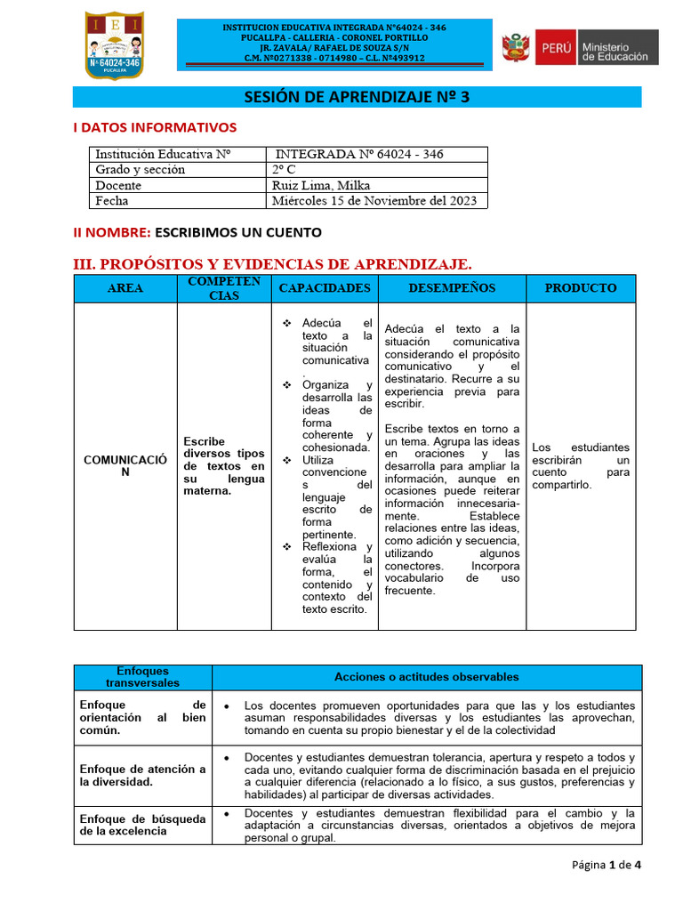Sesión de Aprendizaje Nuevo Esquema #3 - 1 Refuerzo | PDF | Aprendizaje | Cognición
