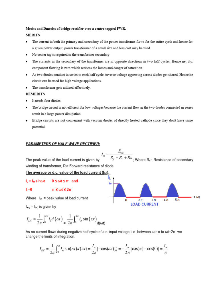 HWR FWR Parameters | PDF | Rectifier | Transformer