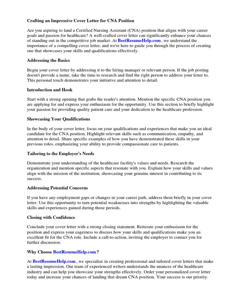 Cover Letter For Cna Position | PDF