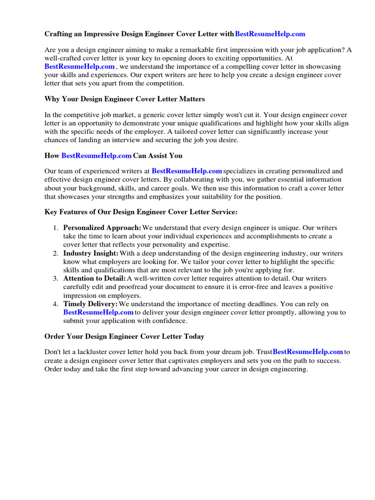 Design Engineer Cover Letter | PDF | Résumé | Engineering