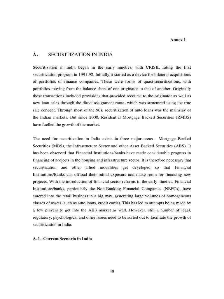 Securitization in India Current Scenario | PDF | Securitization | Asset Backed Security