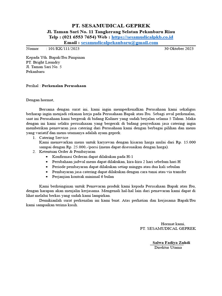 Surat Perkenalan | PDF