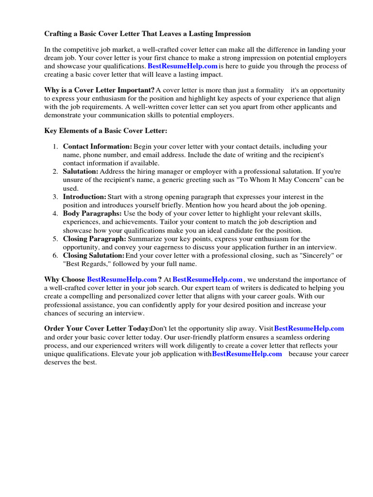 Basic Cover Letter Outline | PDF | Résumé | Sales