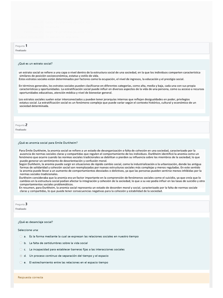 EXAMEN FINAL Sociologia | PDF | Estratificación social | Emile Durkheim