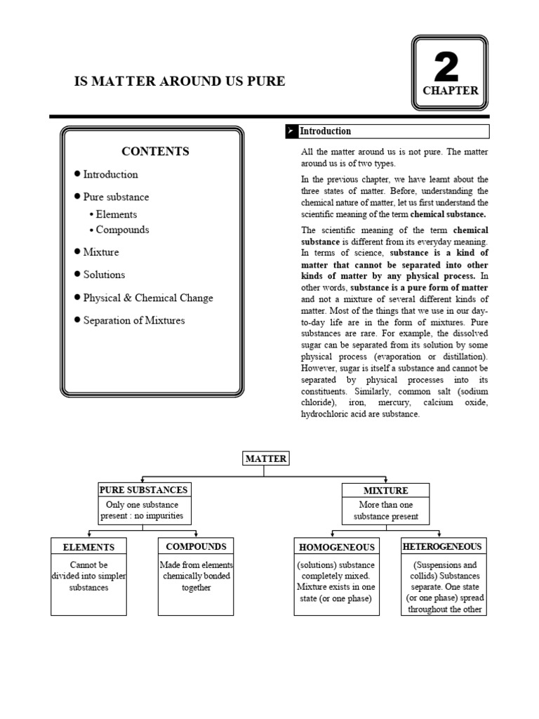 Ch 2 Is Matter Around Us Pure Pdf Mixture Metals