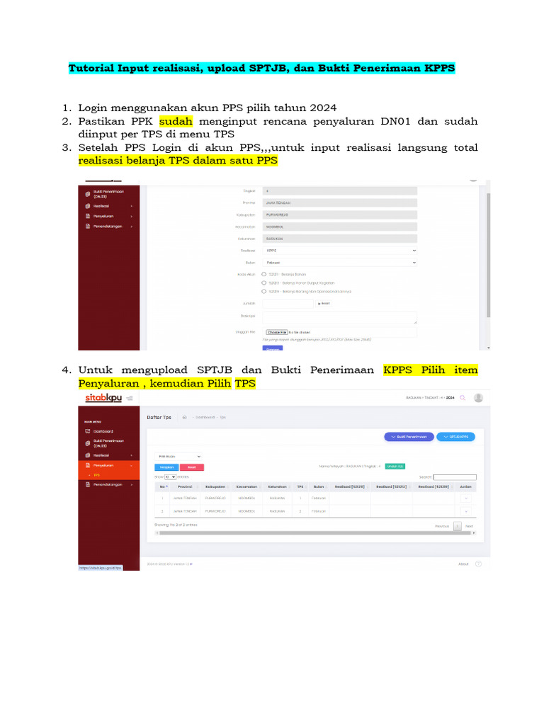 Tutorial Sitab KPPS | PDF | Pengelolaan Keuangan & Uang