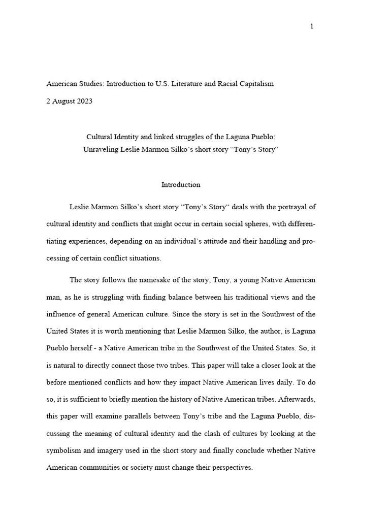 Cultural Identity in Silko's "Tony's Story" | PDF | Native Americans In ...