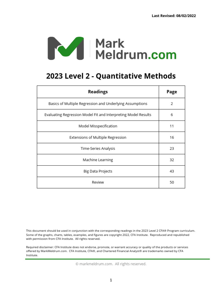 2023 L2 QuantMethods | PDF | Linear Regression | Errors And Residuals