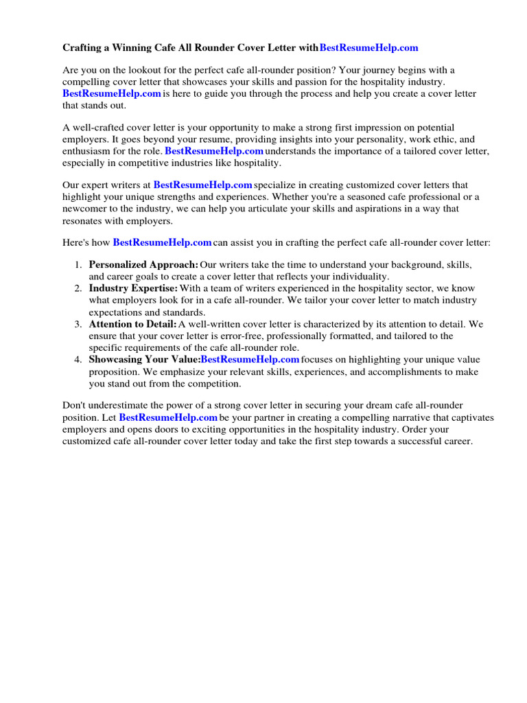Cafe All Rounder Cover Letter | Download Free PDF | Résumé | Recruitment