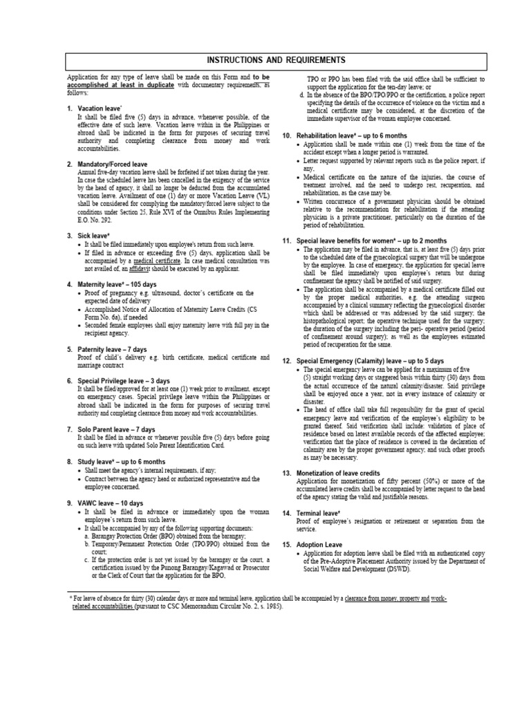 New LEAVE FORM Page2 Revised 2020 | PDF | Surgery | Physician