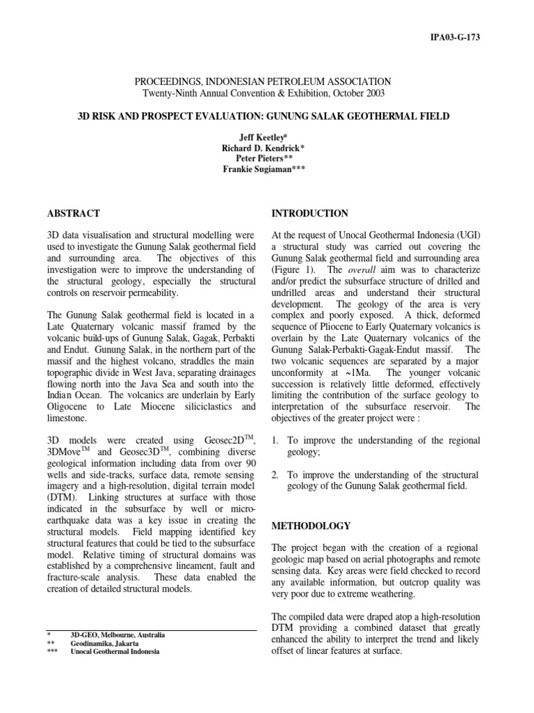 IPA03-G-173 Geothermal Gunung Salak | PDF | Fault (Geology) | Geology