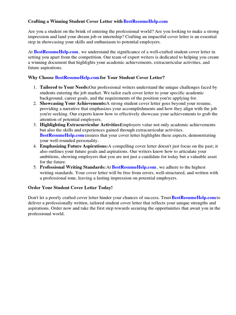 Student Cover Letter Guide | PDF | Résumé | Internship