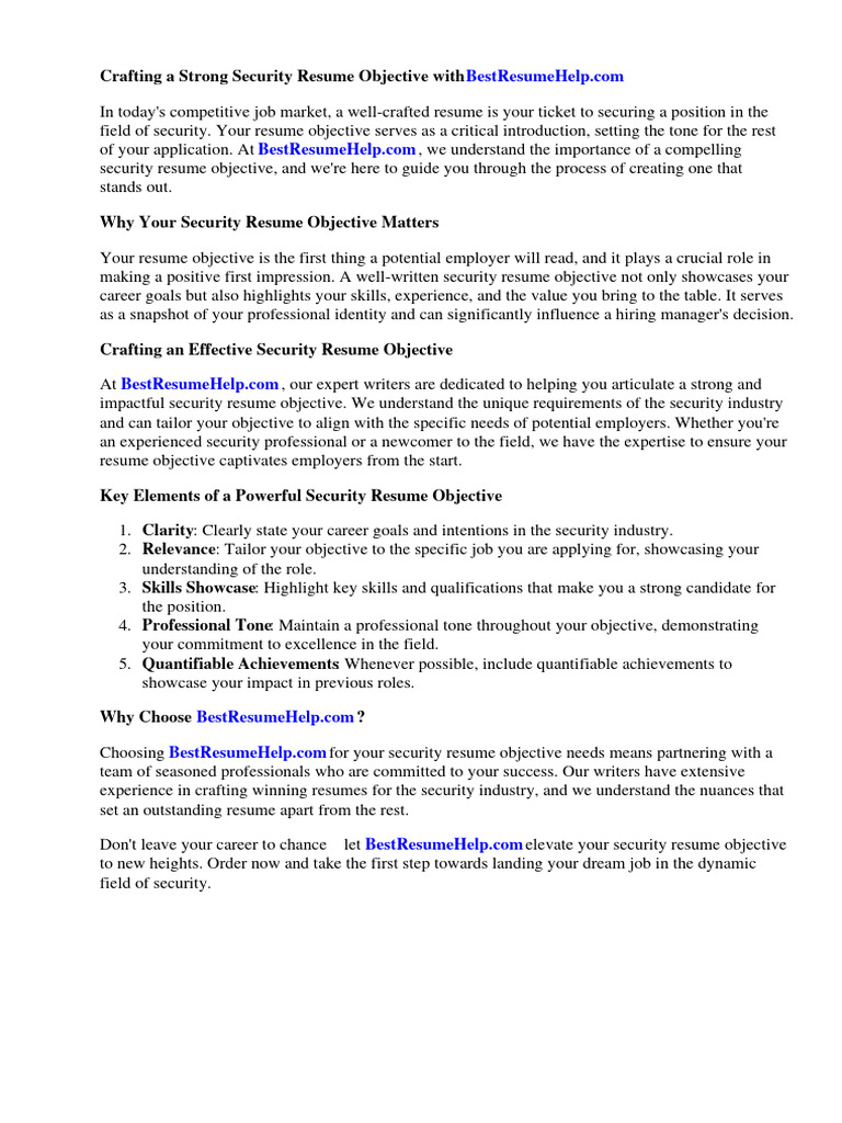 Security Resume Objective | PDF | Computer Security | Security
