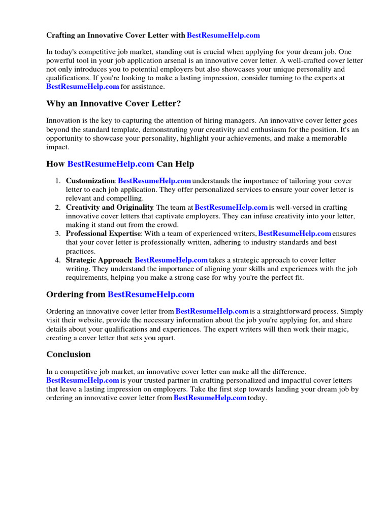 Innovative Cover Letter | PDF | Résumé | Experience