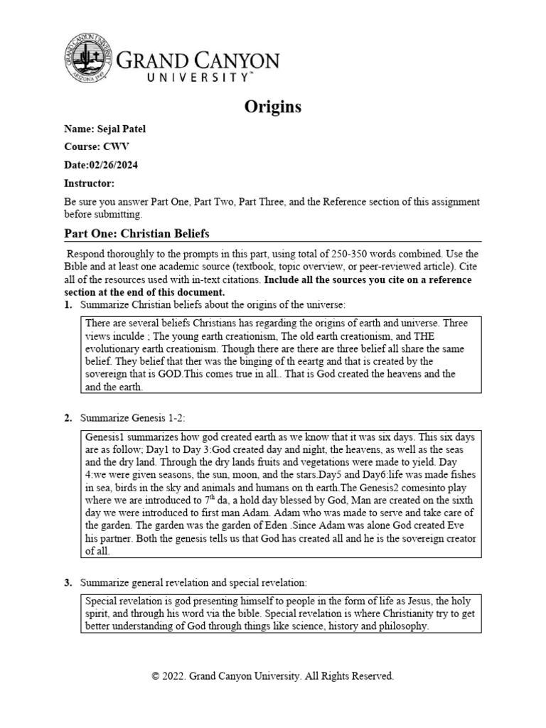 CWV 101 301 RS T2Origins Online | PDF | Creationism | Adam