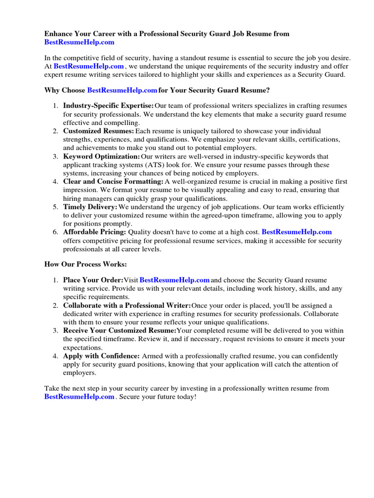 Security Guard Job Cover Letter Sample | PDF