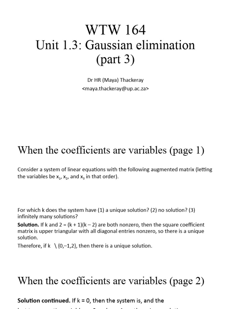 Unit 1 PT 3 Gaussian Elim Part 3 | PDF | Algorithms | Mathematical Objects Unit 1 PT 3 Gaussian Elim Part 3 | PDF | Algorithms | Mathematical Objects