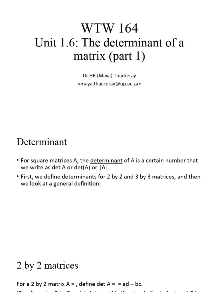 Unit1Pt6DetOfMatrixPart1 | PDF | Matrix (Mathematics) | Determinant