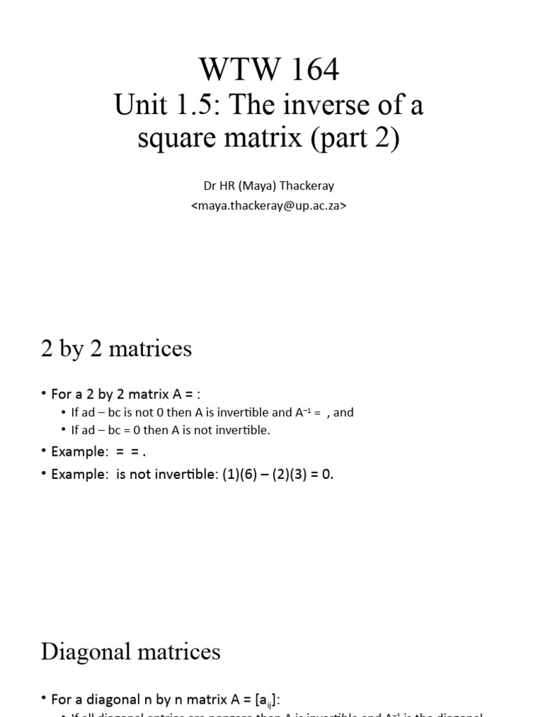 Matrix Inversion Guide | PDF | Matrix (Mathematics) | Functions And ...
