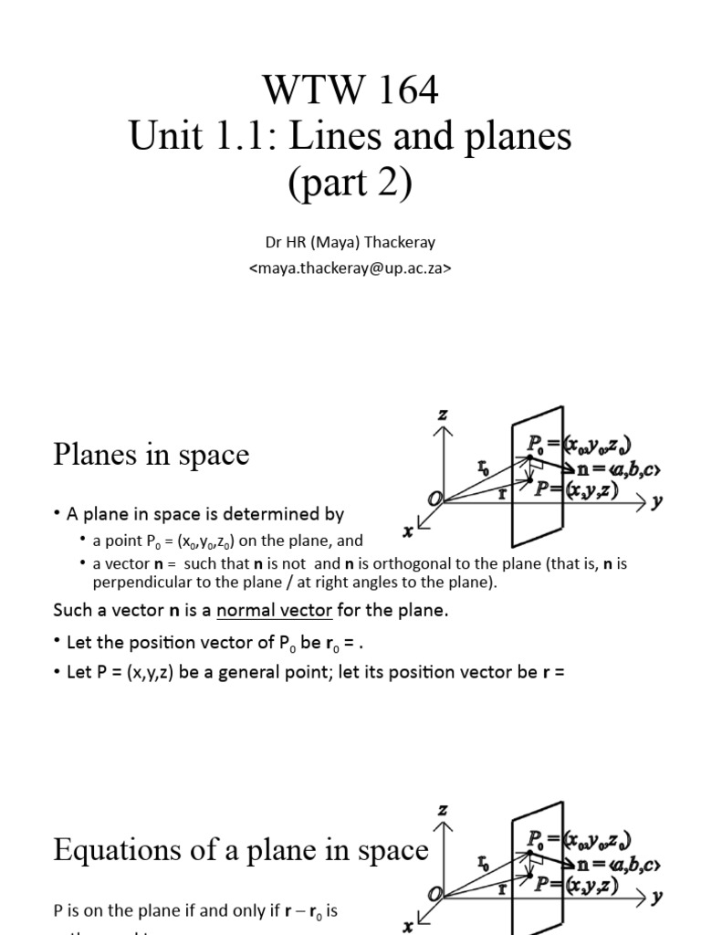 Equations of Planes in Space | PDF | Equations | Line (Geometry)