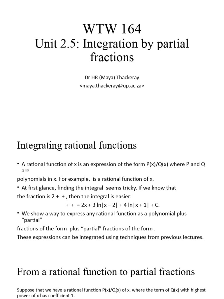 Unit 2 PT 5 Int Part Frac | PDF | Abstract Algebra | Arithmetic