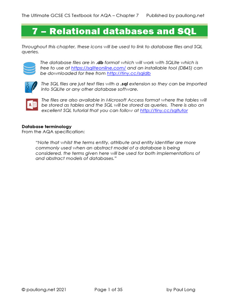 7 - Relational Databases and SQL | PDF | Databases | Relational Database