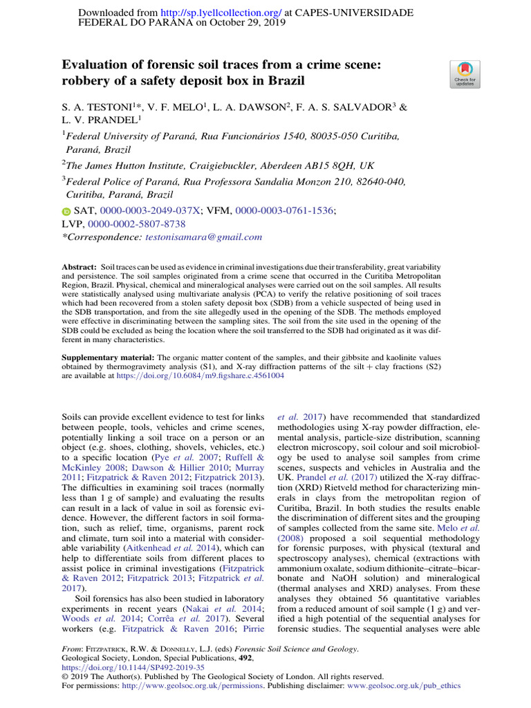 Forensic Soil Analysis in Brazilian Robbery | PDF | Iron | Materials