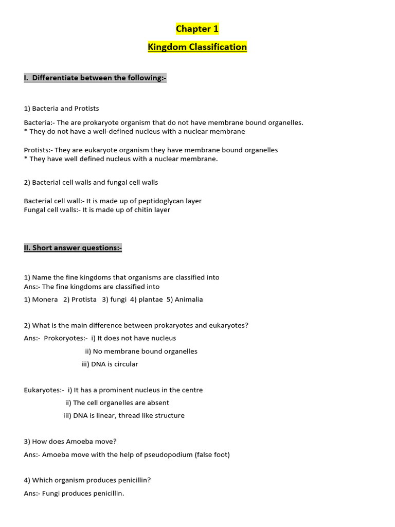 Kingdom Classification - PDF Notes | PDF | Cell (Biology) | Bacteria