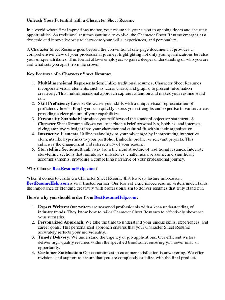 Character Sheet Resume | PDF | Résumé | Websites
