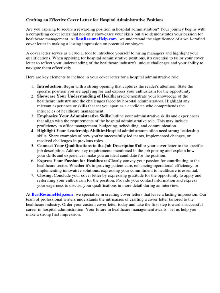 Cover Letter For Hospital Administrative Assistant | PDF | Health Care ...