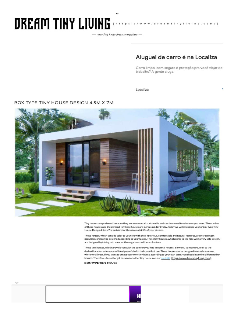 Box Type Tiny House Design 4.5m X 7m - Dream Tiny Living | PDF